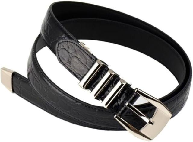 ロベルタヴィヴィアーニ クロコ型押し 牛革 3連 ベルト シルバー (つやあり)