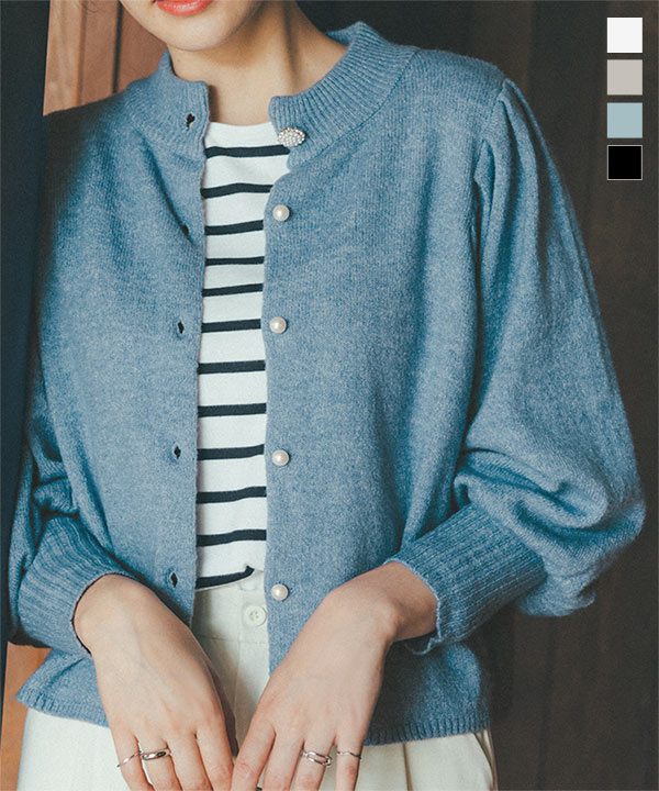 ウォッシャブルパールボタンニットカーディガン C6798 入荷済 レディース 秋 冬 起毛ニット カーディガン カーデ ニット セーター ...