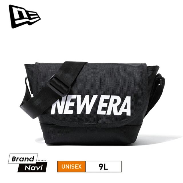 バッグ ショルダー ニューエラ かっこいい ストリート かばん ユニセックス メッセンジャー ブラック 黒 シンプル ロゴ 旅行 散歩 9L