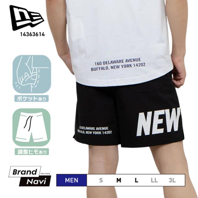 ハーフパンツ  メンズ ニューエラ ショートアウトドア ブランド ストリート ブラック 黒 ドローストリング ロゴ NEW ERA