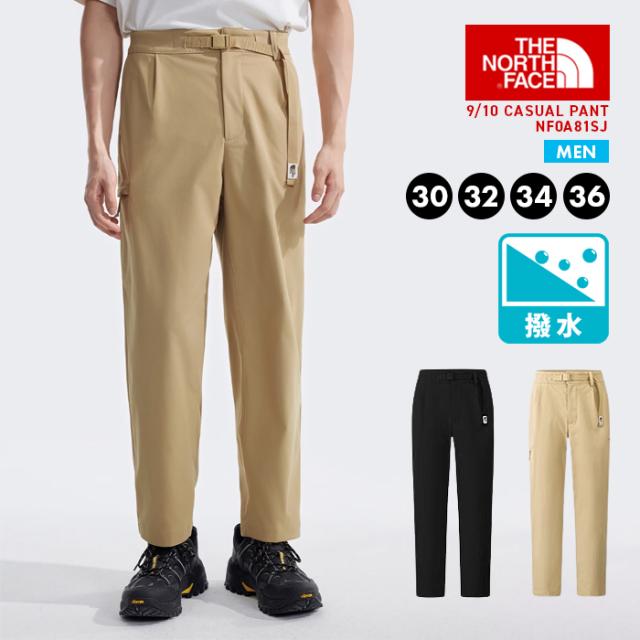 ノースフェイス カジュアル パンツ メンズ ロング丈 ブラック ストレートベルト付き ポケット NF0A81SJ 撥水加工 アウトドア カーキ 黒 普段着