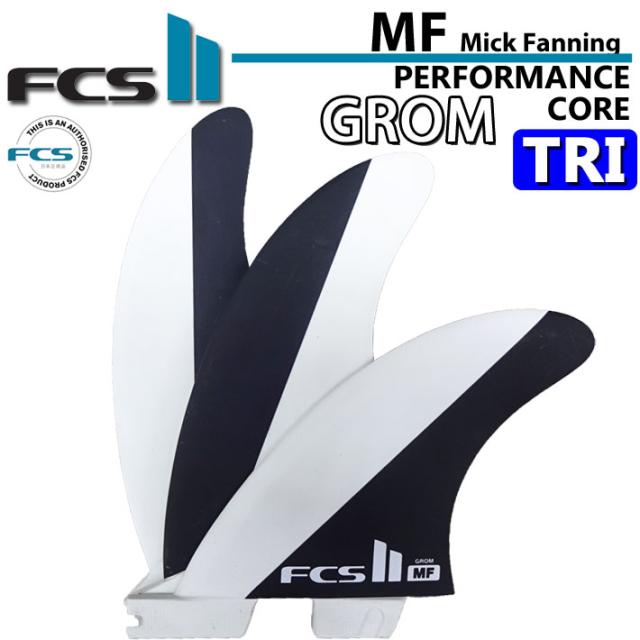 [店内ポイント20倍中!!] FCS2 fin エフシーエスツー フィン MF PC TRI ミックファニング パフォ—マンスコア トライ [BLK／WHT] [XS／GROM] 3FIN ショートボード用 サーフボードフィン