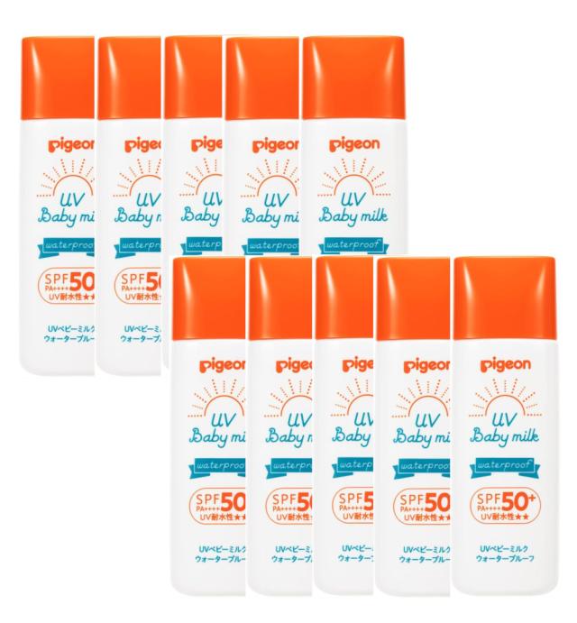 ピジョン Pigeon UVベビーミルク ウォータープルーフ SPF50+ 50g×10【10個セット】【ネコポス】 子供 日焼け止め レジャー お出かけ