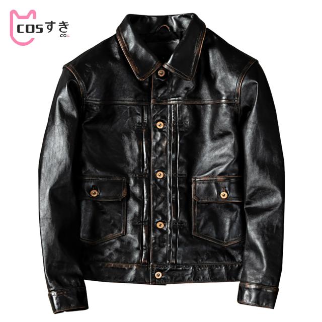 本革ジャケット 茶芯　フライトジャケット レザージャケット 馬革 革ジャン 本革 レトロ　レザーコート メンズ ラペル 高品質