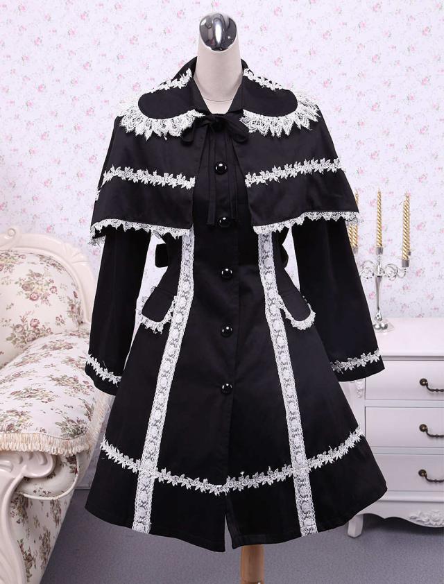 コート　ロリータアウターウェア　ロリィタ　クラシック　ゴスロリ　パンク　ゴシック　クラシカル　スウィート　コットン　ブラック　長袖