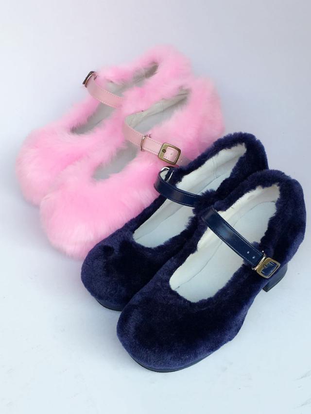 ロリィタフットウェア　無地　ストリートウェア　フラシ天　丸いつま先