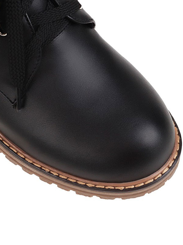 クラシックロリータブーツアプリコットラウンドトゥウサギPUレザー