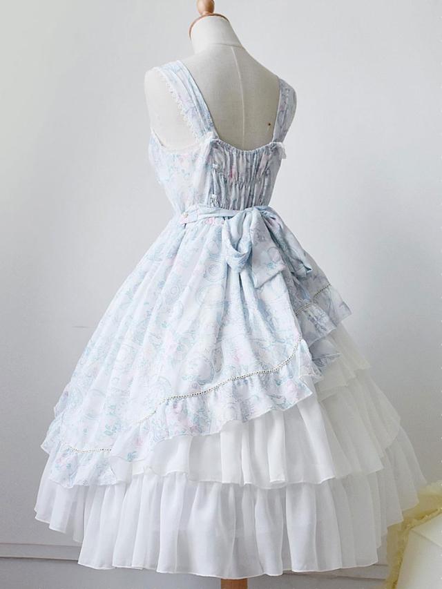 ロリィタジャンパースカート フリル スウィート シフォン ラウンド