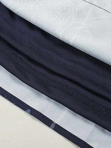 ロリィタドレス ディープブルー プリント柄 レース 可愛い