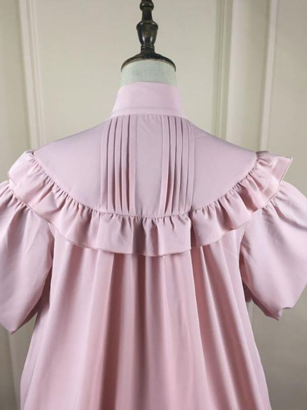 スウィートロリータOPドレスフリルピンクツートンロングスリーブ