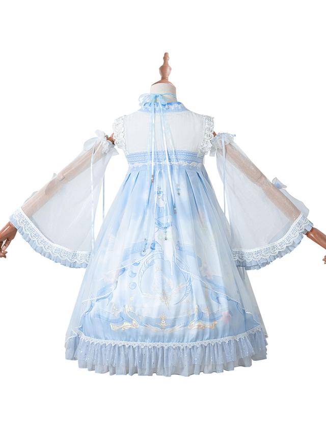 チャイナスタイルのロリータOPドレスベビーブルークラウドドリーム