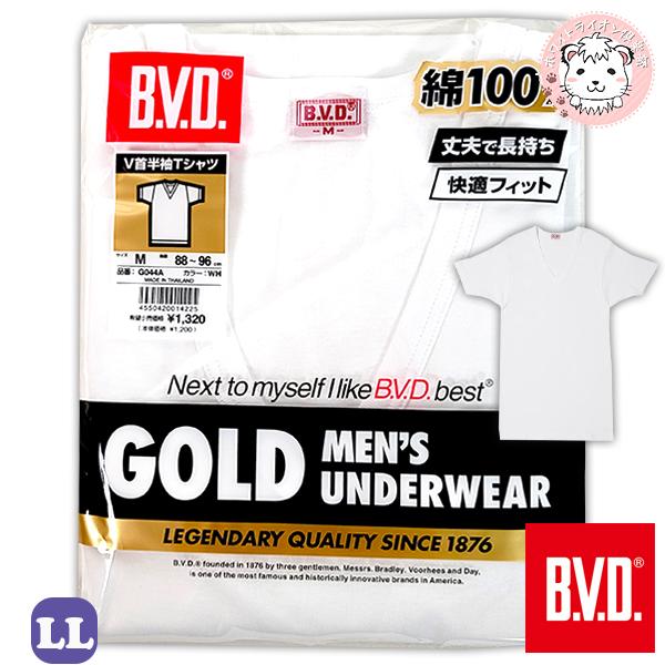 B.V.D. GOLD 綿100% フライス 無地 メンズ V首 半袖 Tシャツ G044A LL 下着 肌着 インナー bvd BVD ビーブイディー ゴールド アンダーシャツの通販はau ...