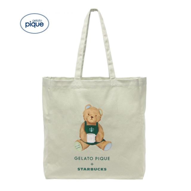 【新品】１週間以内発送 　gelato pique STARBUCKS　ベアプリントマチ付トートバッグ ミントグリーン　コラボレーション ジェラートピケ スターバックス