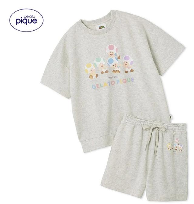 【新品】【即納】GRY キノピオ Fサイズ【スーパーマリオ】【レディース】キノピオ＆ヨッシー裏毛プルオーバー&ショートパンツセット ジェラピケ 部屋着
