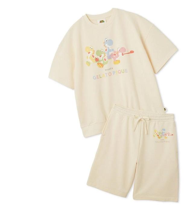 【新品】【即納】CRM ヨッシー PMCT252342【Mサイズ】【スーパーマリオ】【メンズ】キノピオ＆ヨッシー裏毛プルオーバー&ハーフパンツセット　ジェラピケ