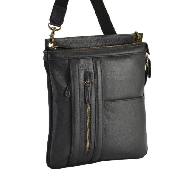 HR★☆ ショルダーバッグ 牛革 B5サイズ 16442-01 黒[送料無料(一部地域を除く)]