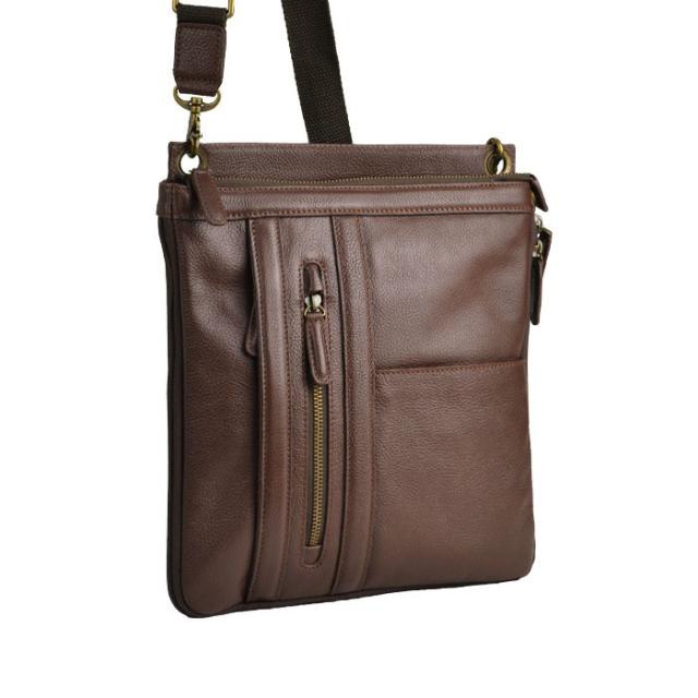 HR★☆ ショルダーバッグ 牛革 B5サイズ 16442-04 チョコ[送料無料(一部地域を除く)]