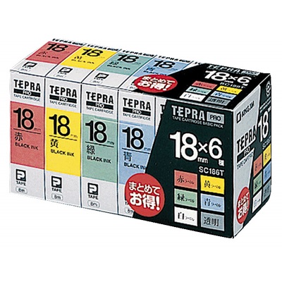 テプラ テープ 純正 Pro プロ キングジム テープ カートリッジ ベーシック6種セット 幅18mm