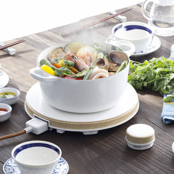 IHクッキングヒーター 卓上調理器 ホットトリベット HOT TRIVET ホワイト×ウッド