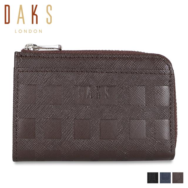 DAKS ダックス 財布 小銭入れ ケース メンズ L字ファスナー COIN CASE ブラック ネイビー ブラウン 黒 DP25775
