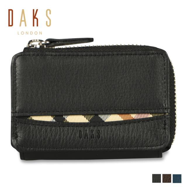 DAKS ダックス ケース 財布 小銭入れ メンズ 本革 L字ファスナー COIN CASE ブラック ブラウン ブルー 黒 DP27580