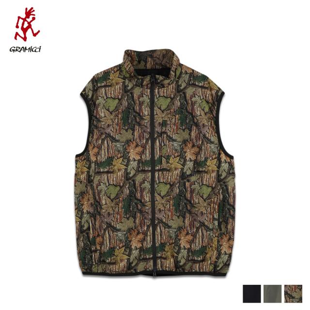 グラミチ Gramicci ベスト アウター ソフトシェル EQT パディング メンズ 薄い ナイロン ブラック グレー カモ 黒 迷彩 G3FM-J036