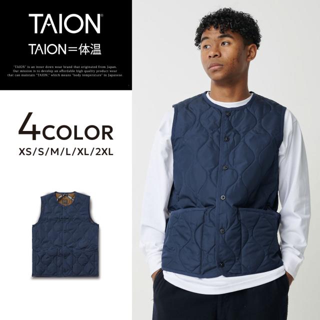 TAION タイオン インナーダウン ベスト アウター メンズ レディース ミリタリー クルーネックボタン 004B2ML-1 冬新作