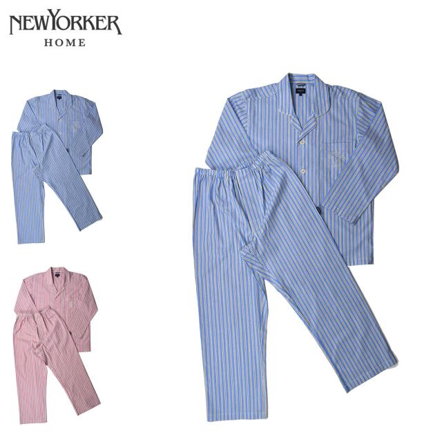 ニューヨーカーホーム NEWYORKER  ルームウェア 部屋着 パジャマ セットアップ ナイトウェア メンズ 前開き 上着 0673-80