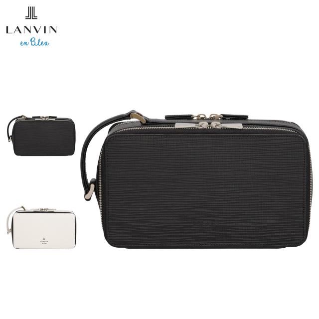 ランバンオンブルー LANVIN en Bleu ポーチ 小物入れ メンズ 本革 ゼブダ ブラック ホワイト 黒 白 529212