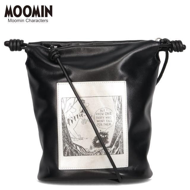 ムーミン MOOMIN バッグ ショルダーバッグ 巾着ポシェット レディース 本革 斜めがけ ブラック 30001