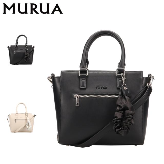 MURUA ムルーア バッグ トートバッグ ショルダーバッグ 2WAY レディース ファスナー付き 斜めがけ ブラック ベージュ 黒 MR-B1335