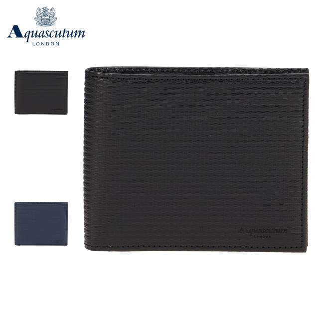 アクアスキュータム AQUASCUTUM 財布 二つ折り財布 ブリクストン メンズ 本革 日本製 ブラック ネイビー 黒 AQW-00422