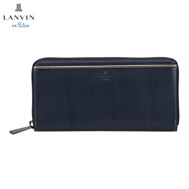 ランバンオンブルー LANVIN en Bleu 財布 長財布 メンズ ラウンドファスナー 本革 小銭入れ付き レノア ネイビー 518615