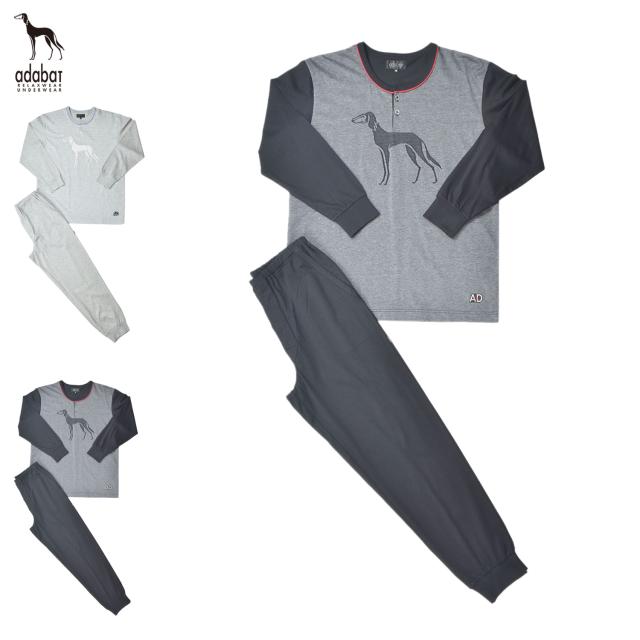 アダバット adabat ルームウェア 部屋着 パジャマ 上下 セットアップ ナイトウェア 長袖ヘンリーネック メンズ 0247-95