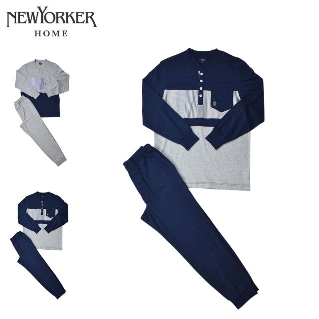 ニューヨーカーホーム NEWYORKER  ルームウェア 部屋着 パジャマ 上下 セットアップ ナイトウェア ヘンリーネック メンズ 0709-95