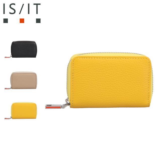 IS/IT イズイット カードケース 名刺入れ ID 定期入れ 財布 ミニ メンズ レディース じゃばら 本革 ラウンドファスナー 998601