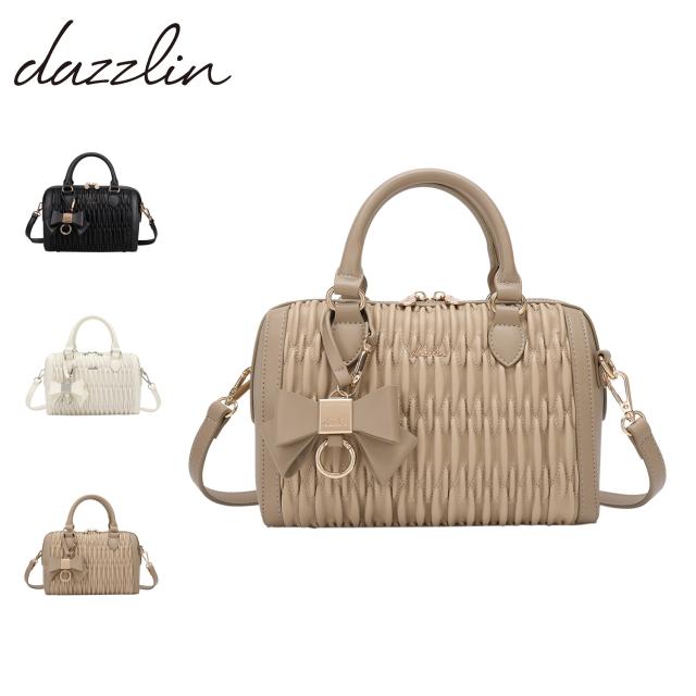 ダズリン dazzlin バッグ ボストンバッグ ショルダー レディース 斜めがけ 大人 軽量 リボンチャーム付 ギャザーシャーリング DAZ60230B