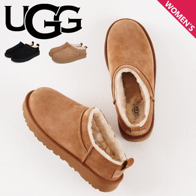 UGG アグ ブーツ ムートンブーツ アンクル クラシック マイクロ レディース CLASSIC MICRO シープスキン ブラック チェスナット 黒 1173891