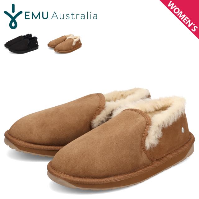 emu エミュー ブーツ ムートンブーツ スリッポン スティンガーリーフ レディース シープスキン STINGER REEF ブラック チェスナット 黒 W12714