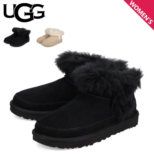 UGG アグ ブーツ ムートンブーツ レディース ショート シープスキン W CLASSIC ULTRA MINI CHALET ブラック ベージュ 黒 1173832