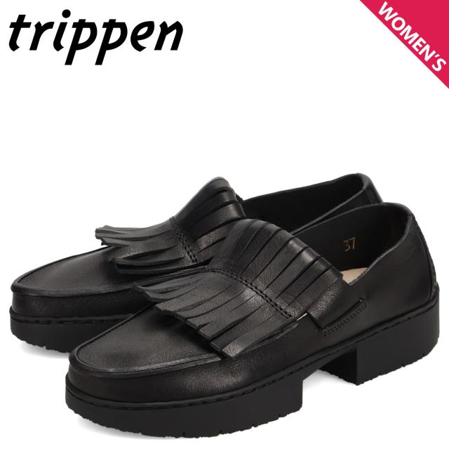 trippen トリッペン ローファー フリンジ タイガー レザーシューズ 革靴 レディース TIGER-WAW252 ブラック 黒 618-244