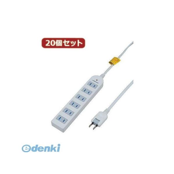 Y02KS602WHX20  直送　代引不可・同梱不可 YAZAWA 【20個セット】 雷ガード付延長コード・タップ6個口