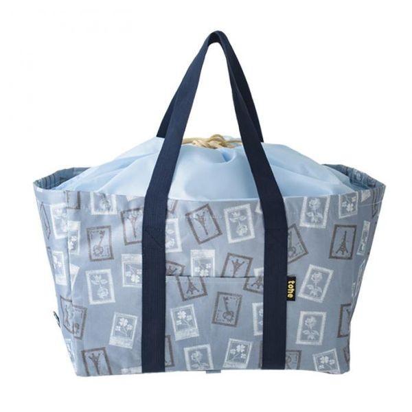 4580395889283 【12個入】 tone 折りたたみレジかごバッグ BE−03 ブルー【キャンセル不可】