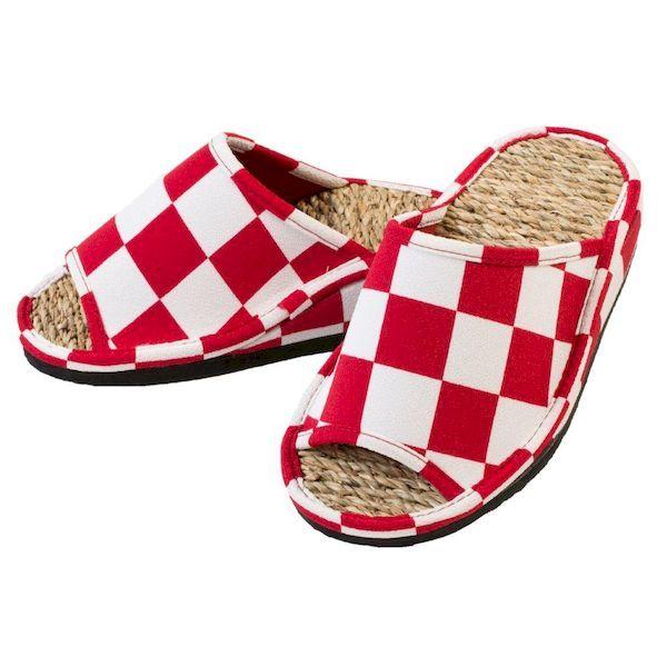 4570062404048 【2個入】 足にフィット！土踏まずサポート健康室内草履 ホワイト×レッド／M 114595【キャンセル不可】