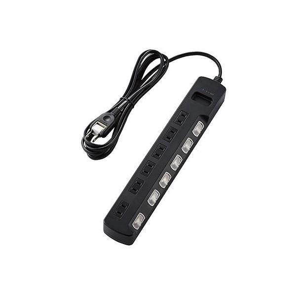T-K5A-2625BKX5 直送 代引不可 5個セット エレコム 雷ガードタップ／個別スイッチ／6個口／2．5m／ブラック TK5A2625BKX5