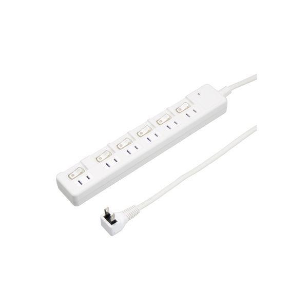 【個数：1個】H8KS661WHX5 直送 代引不可 5個セット YAZAWA 雷ガード付6個口節電タップ1mホワイト