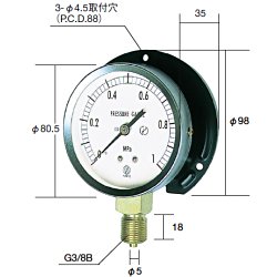 長野計器（NKS） [GS51-231-10.0MP] JIS汎用形圧力計 B形立型 【0.0〜10.0MPa】 圧力 ゲージ GS5123110.0MPの通販はau PAY マーケット ...