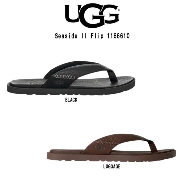 (SALE)UGG(アグ)メンズ シーサイド フリップ サンダル トングサンダル ビーチサンダル ロゴ レザー フラット リゾート リラックス M Seaside II Flip 1166610