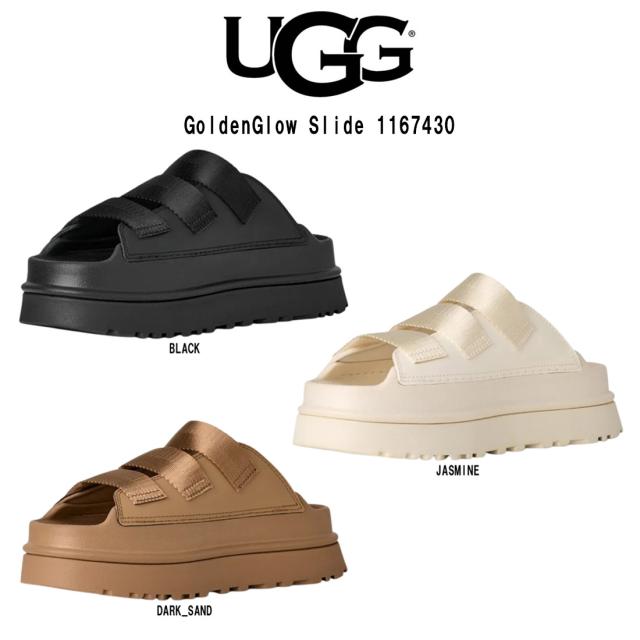 (SALE)UGG(アグ)レディース ゴールデングロウ スライド サンダル スリッパ シューズ 厚底 軽量 快適 調整可能 ストラップ W GoldenGlow Slide 1167430