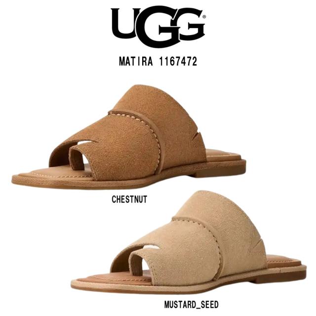 (SALE)UGG(アグ)レディース マティラ スライド サンダル リング スリッパ スエード レザー スクエアトゥ ロゴ フラット リゾート リラックス W Matira 1167472